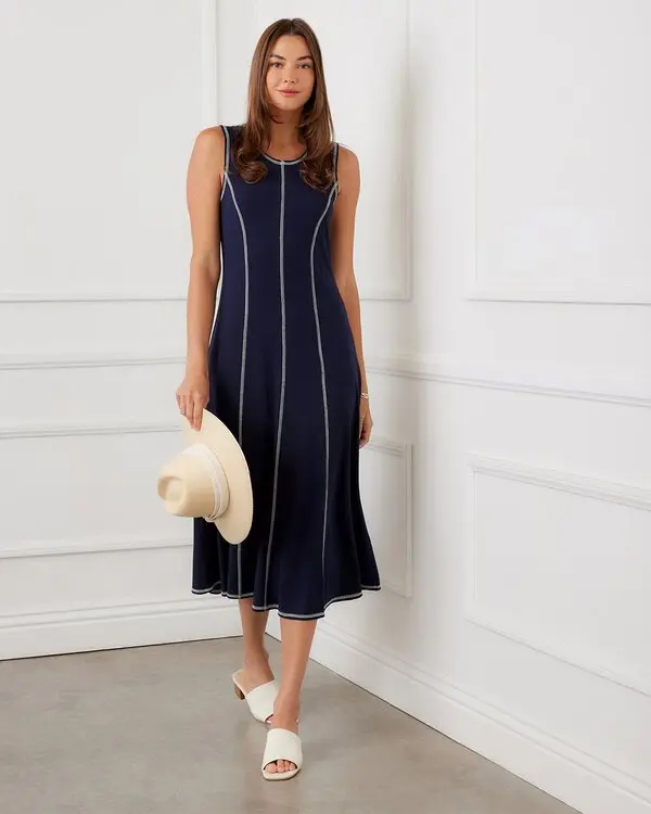 Karen Kane Sleeveless Stitch Detail Midi Dress