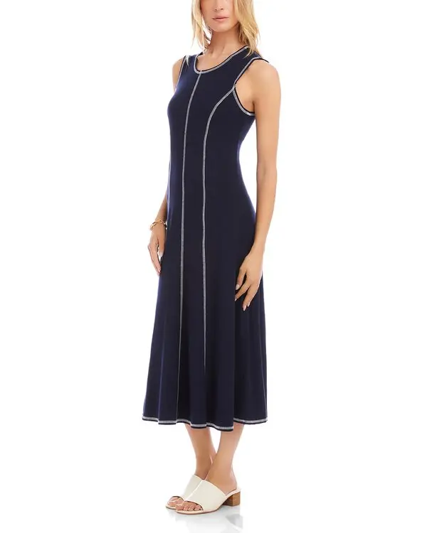 Karen Kane Sleeveless Stitch Detail Midi Dress