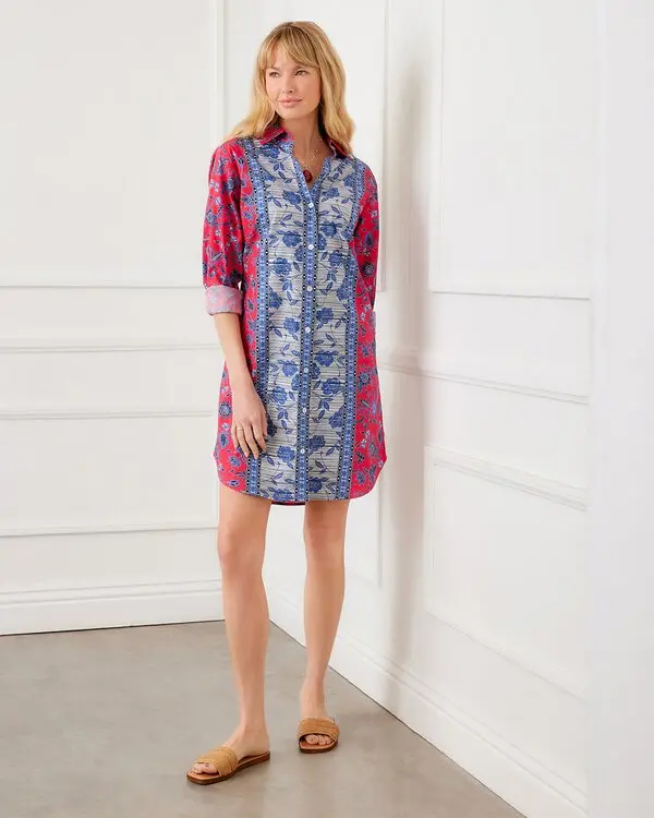 karen kane shirt dress Karen Kane Stripe Ruched Sleeve Shirtdress