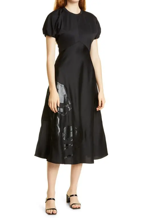 Ted Baker London Nieve Floral Detail Ponte Dress - Black