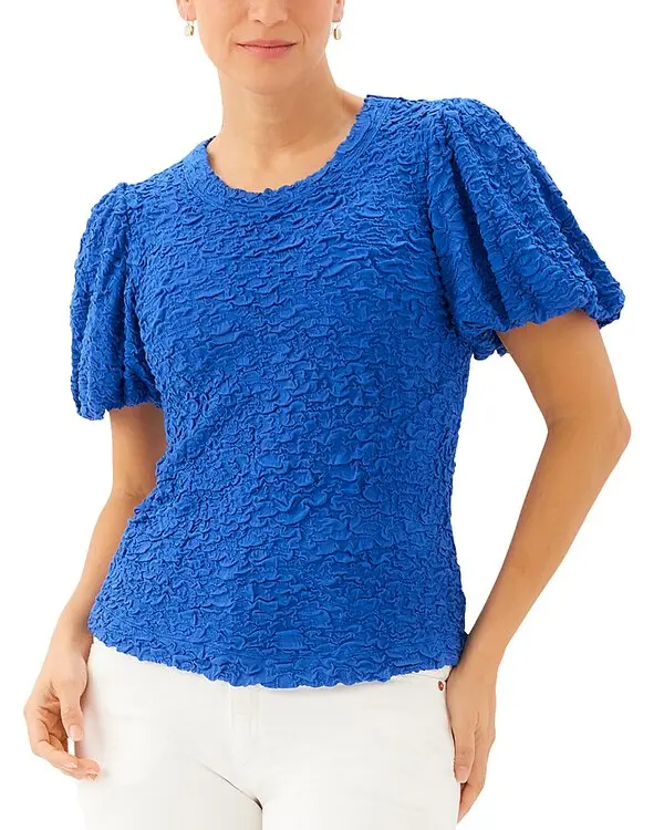 Karen Kane Puff Sleeve Textured Top - French Blue