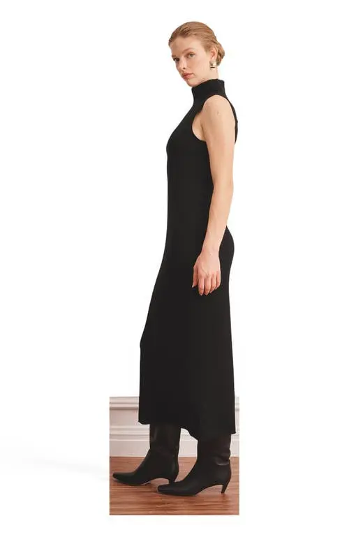 Naadam Sleeveless Cashmere Turtleneck Dress - Black