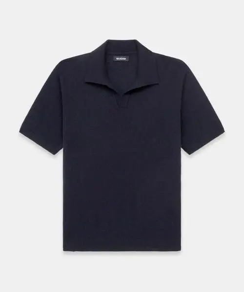 Naadam Lightweight Cashmere Short Sleeve Polo - Navy