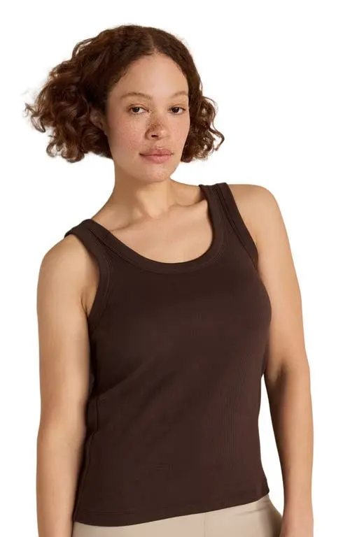 HAVEN WELL WITHIN Organic Cotton Scoop Neck Tank - Coffee Bean