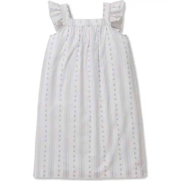 PETITE PLUME Clara Cottage Stripe Nightgown - White