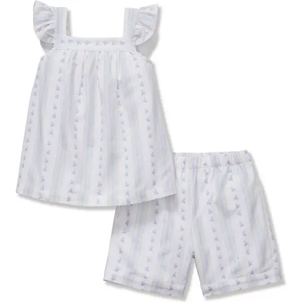 PETITE PLUME Clara Cottage Stripe Short Set - White