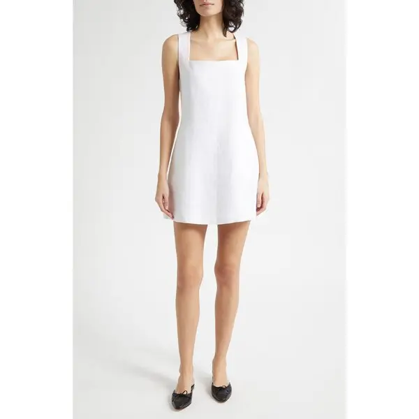 Posse Alice Square Neck Linen Minidress - Ivory