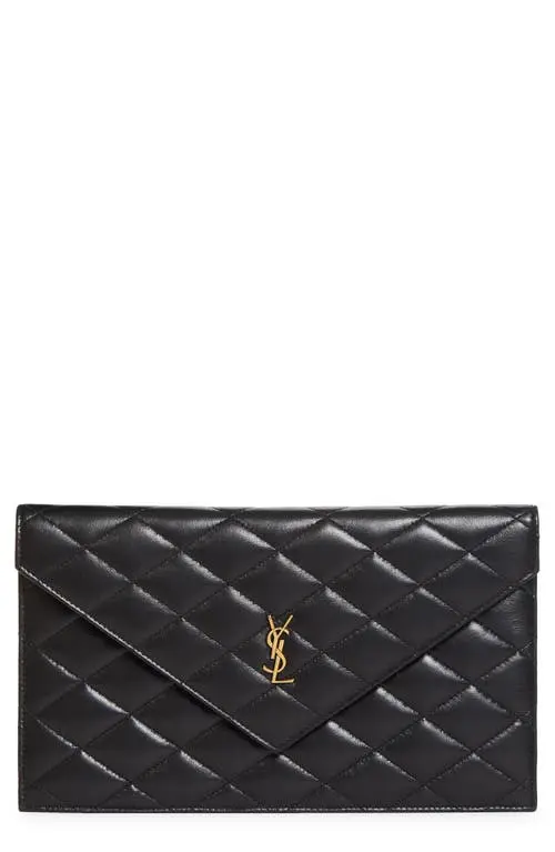 Saint Laurent Paris Diamond Quilt Pouch - Noir