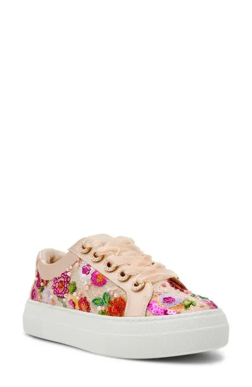 Betsey Johnson Bonny Sequin Platform Sneaker - Beige Floral