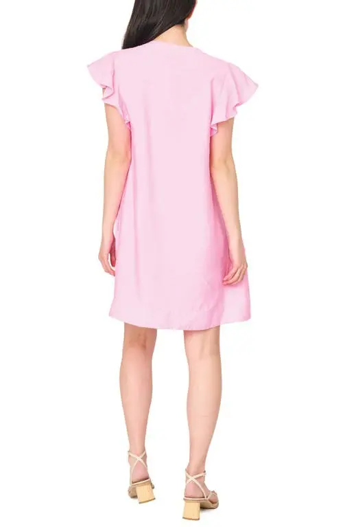 GIBSONLOOK Flutter Sleeve Notch Neck Shift Dress - Lilac
