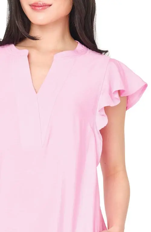 GIBSONLOOK Flutter Sleeve Notch Neck Shift Dress - Lilac