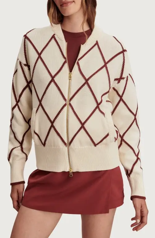 Varley Nile Cotton Bomber Cardigan - Ivory/port