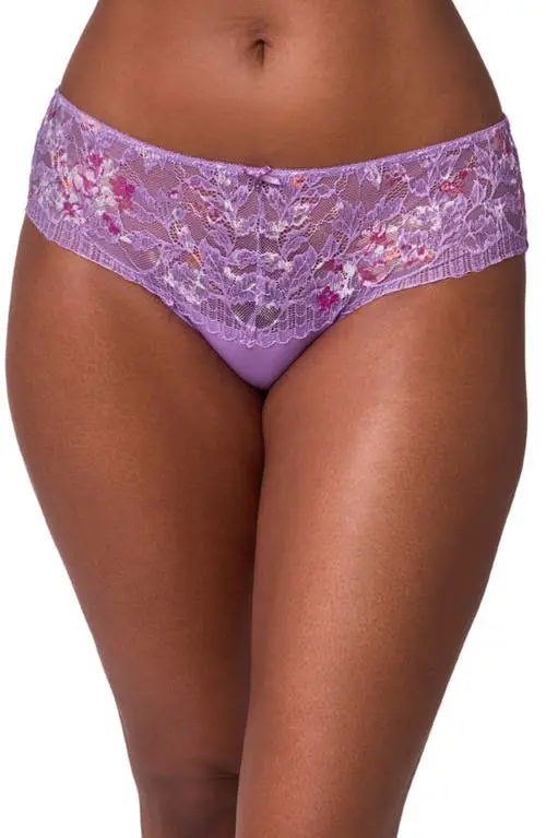 MONTELLE INTIMATES Floral Lace & Microfiber Hipster Panties - Tulip/tulip Field