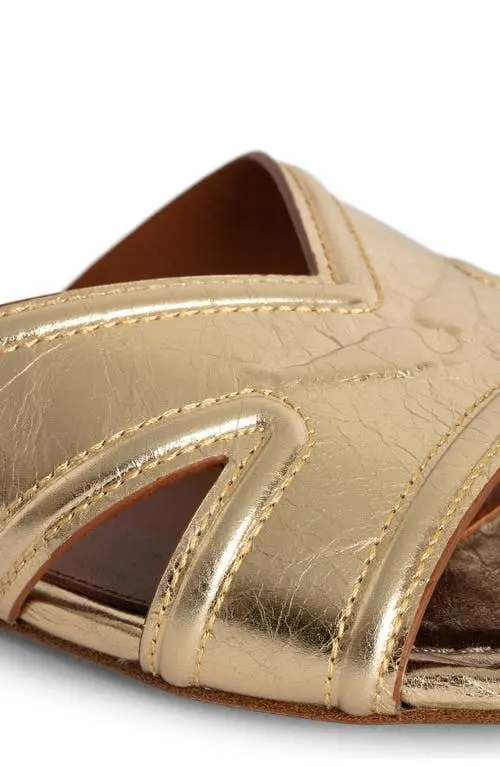 Zadig&Voltaire Azora Metallic Slide Sandal - Gold