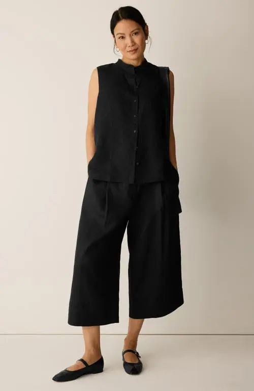 Eileen Fisher Wide-leg Linen Crop Pants