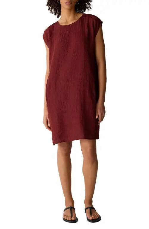 Eileen Fisher Linen Shift Dress - Sun Dried Tomato