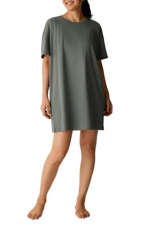 Eileen Fisher Crewneck Organic Cotton Sleep Shirt - Agave