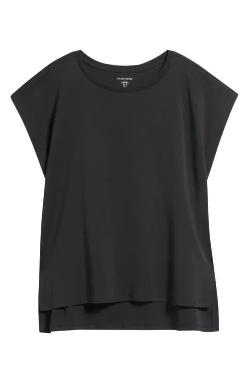 Eileen Fisher Jewel Neck Organic Cotton Pajama Top - Black