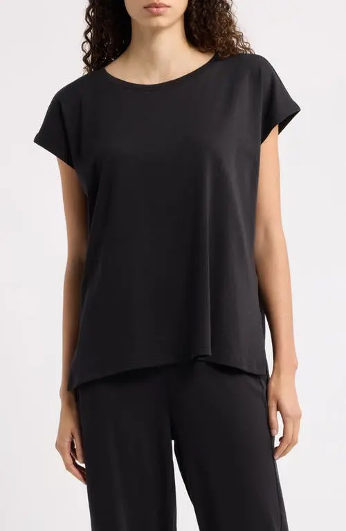 Eileen Fisher Jewel Neck Organic Cotton Pajama Top - Black