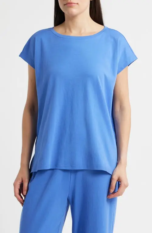 Eileen Fisher Jewel Neck Organic Cotton Pajama Top - Blue Star