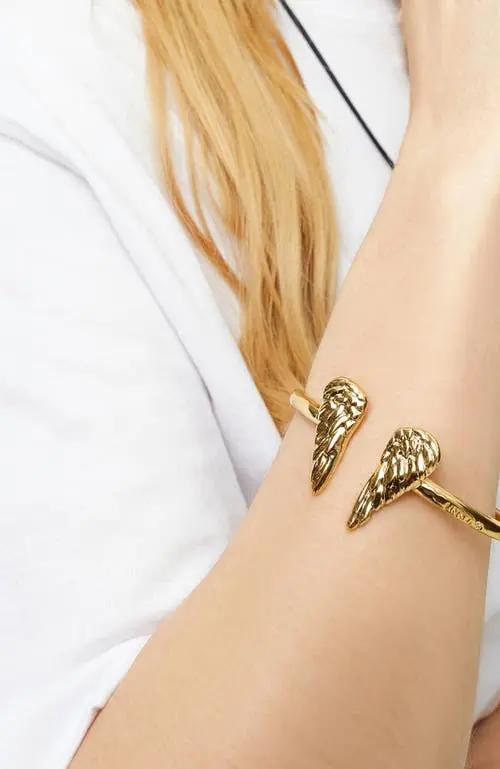 UNODE50 18k -plated Rigid Bracelet With Wing Motif