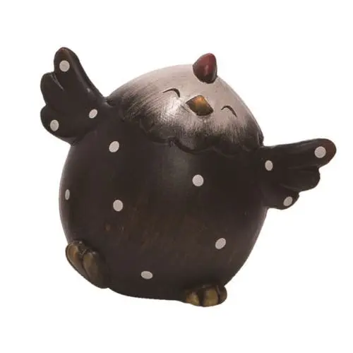 TRANSPAC 4 Inch Spring Happy Chicken Decor Terra Cotta Decorative Object For Spring Home Decoration - Black