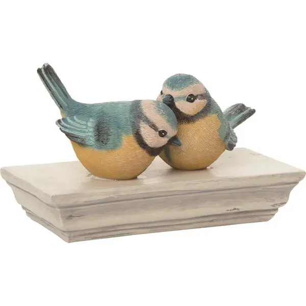 TRANSPAC Resin 6.75" Multicolor Spring Snuggling Birds Decor - Multicolored