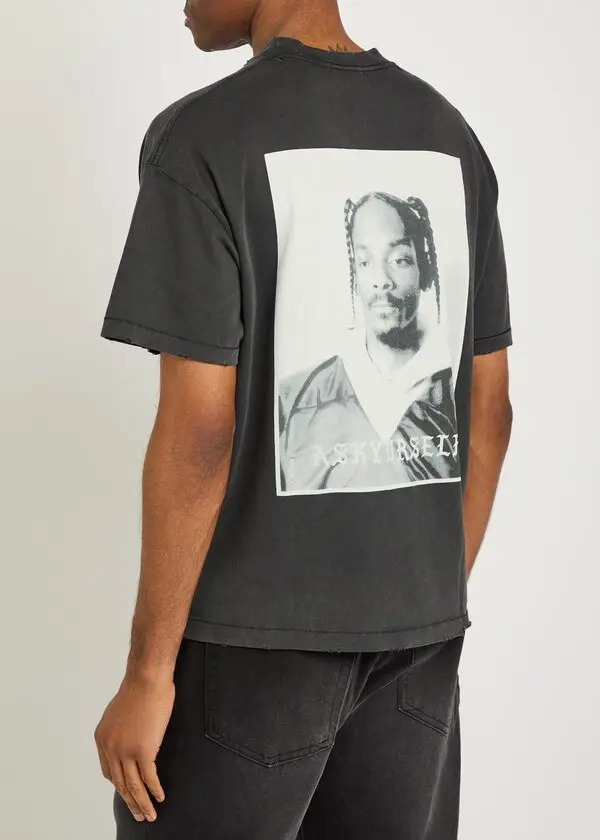 ASKYURSELF Beware Printed Distressed Cotton T-shirt
