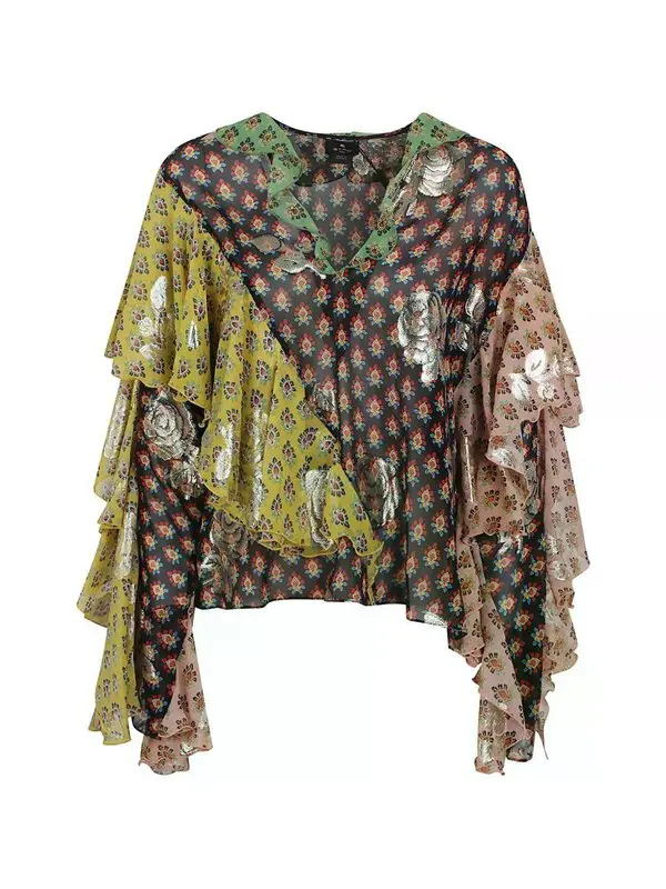 Etro Floral-print Ruffled Top