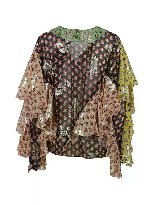Etro Floral-print Ruffled Top
