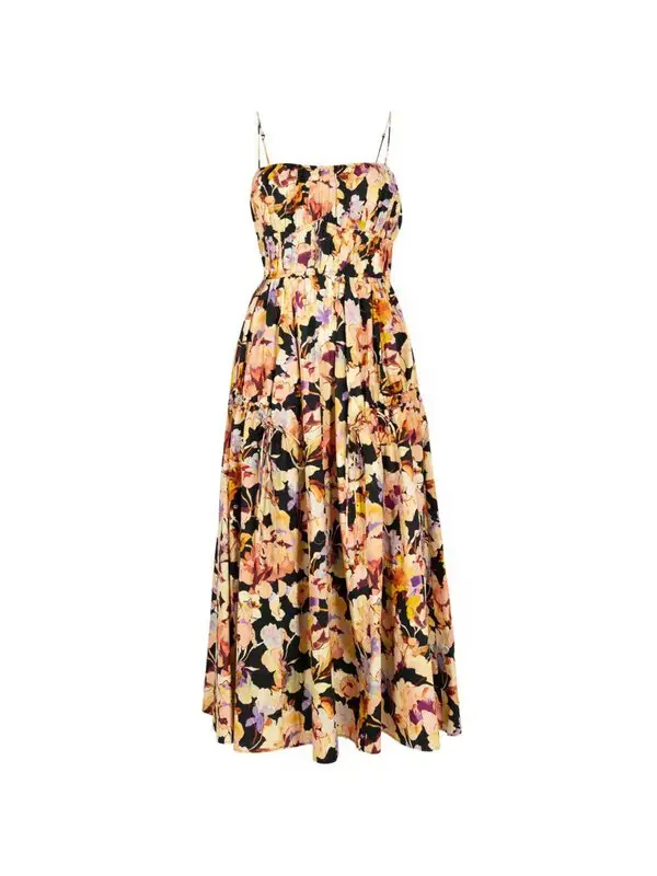 Ulla Johnson Vidri Cami Floral Cotton Midi Dress - Black