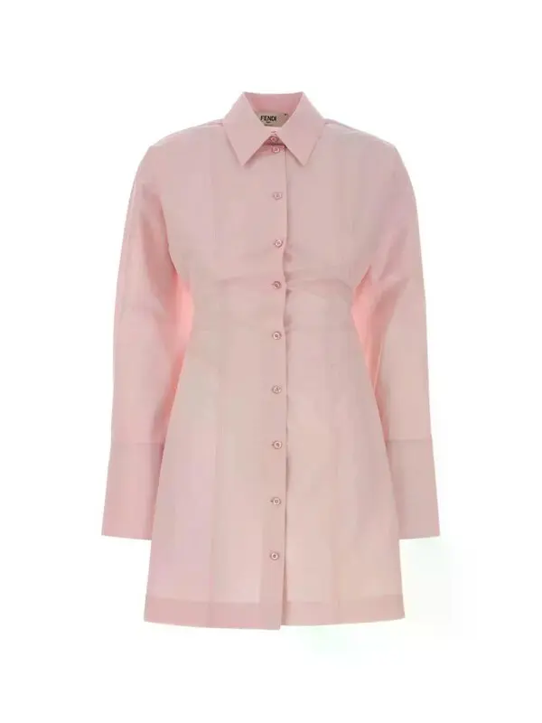 Fendi Panelled Poplin Shirt Dress - Pink