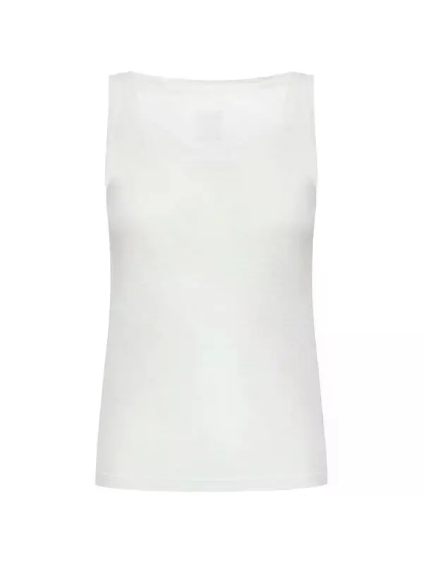 120% Lino Scoop-neck Sleeveless Top - White