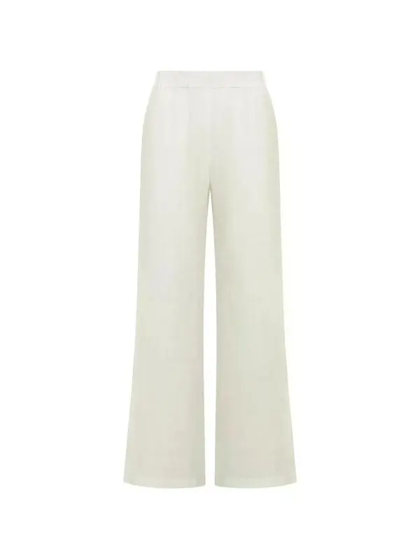 120% Lino Wide-leg Linen Trousers - White