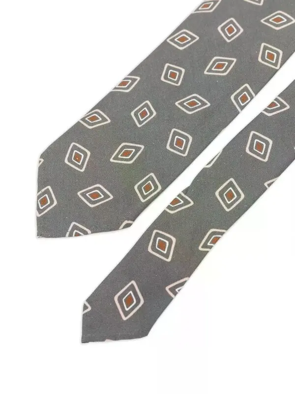 LARDINI Geometric-pattern Neck Tie - Grey
