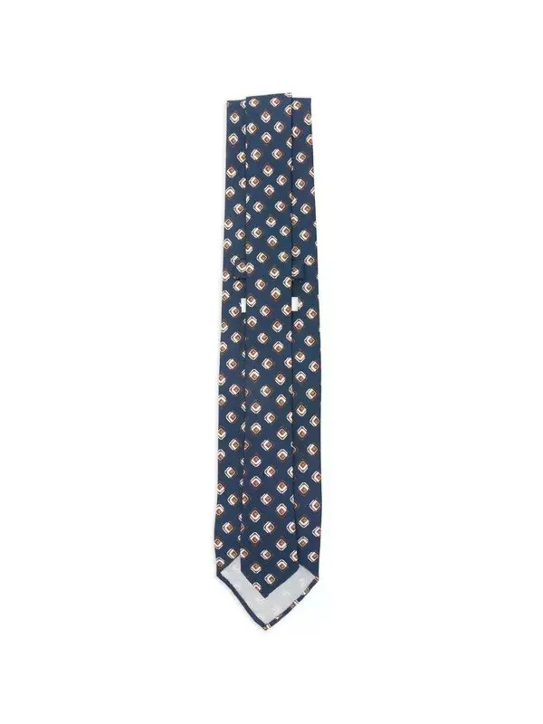 LARDINI Geometric-print Neck Tie - Blue