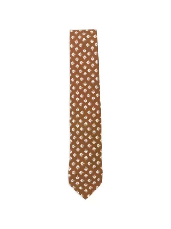 LARDINI Geometric Print Necktie - Brown