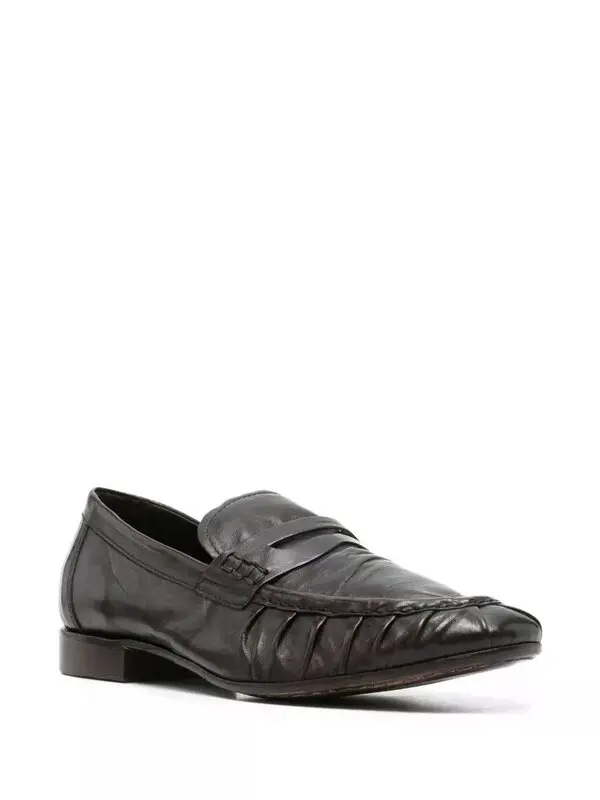 LEQARANT Gathered Leather Loafers