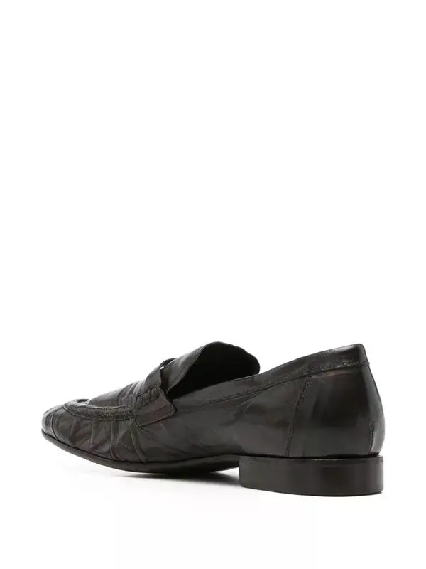 LEQARANT Gathered Leather Loafers