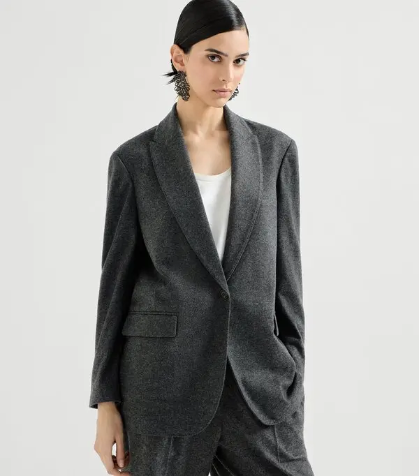 Brunello Cucinelli Cashmere Jersey Single-breasted Blazer - Black