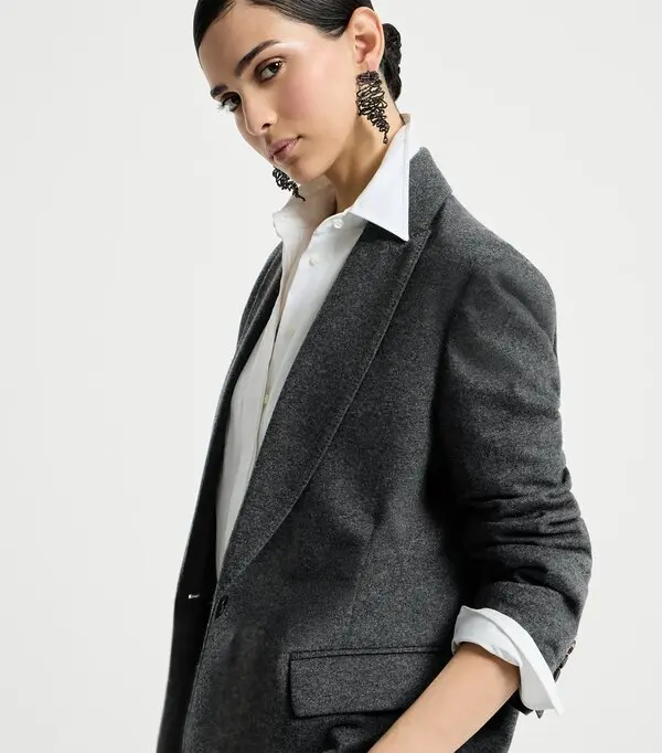 Brunello Cucinelli Cashmere Jersey Single-breasted Blazer - Black