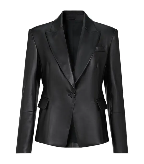 Brunello Cucinelli Nappa Leather Monili Single-breasted Blazer - Black