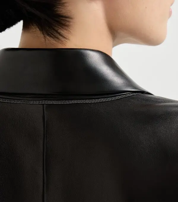 Brunello Cucinelli Nappa Leather Monili Single-breasted Blazer