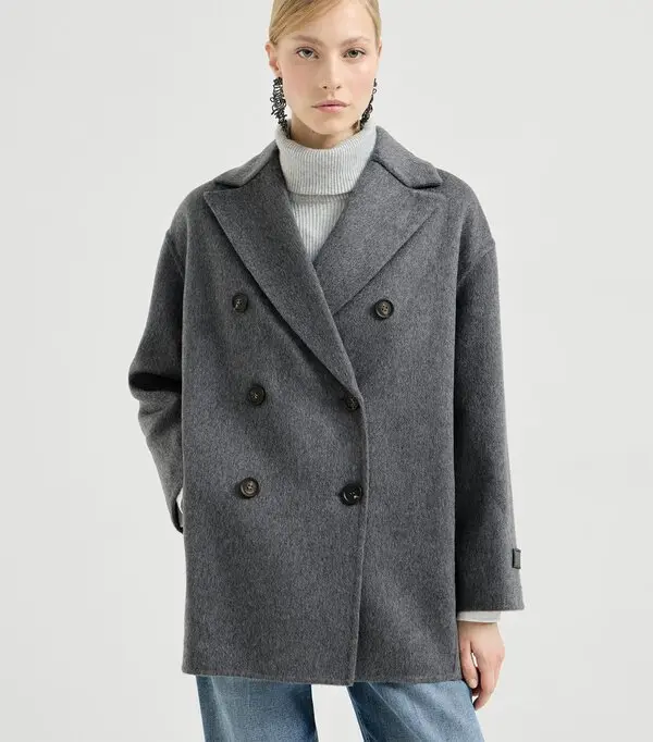 Brunello Cucinelli Cashmere Double Beaver Cloth Pea Coat