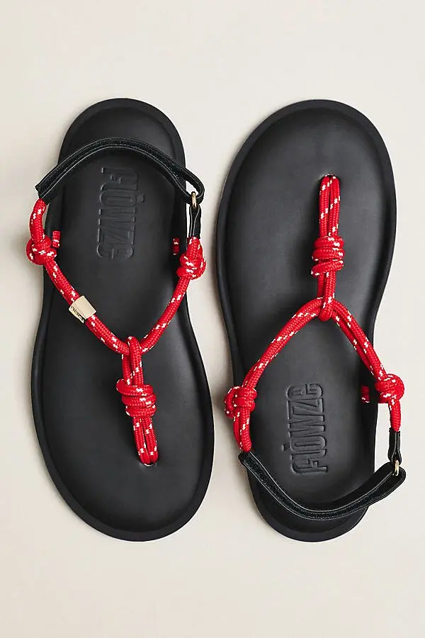 Flowze Knotted Rope Sandals - Red