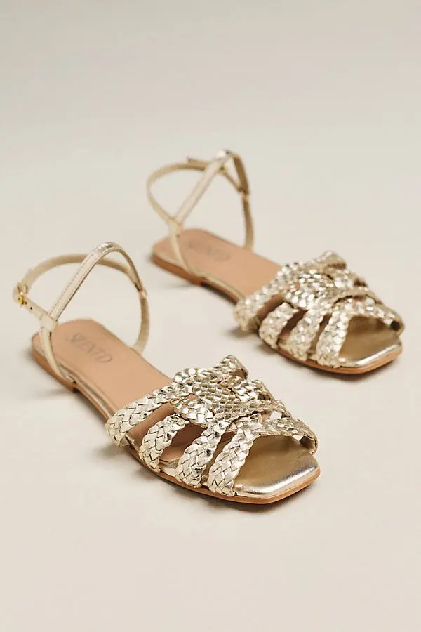 SILENT D Dessma Woven Ankle-strap Sandals - Gold