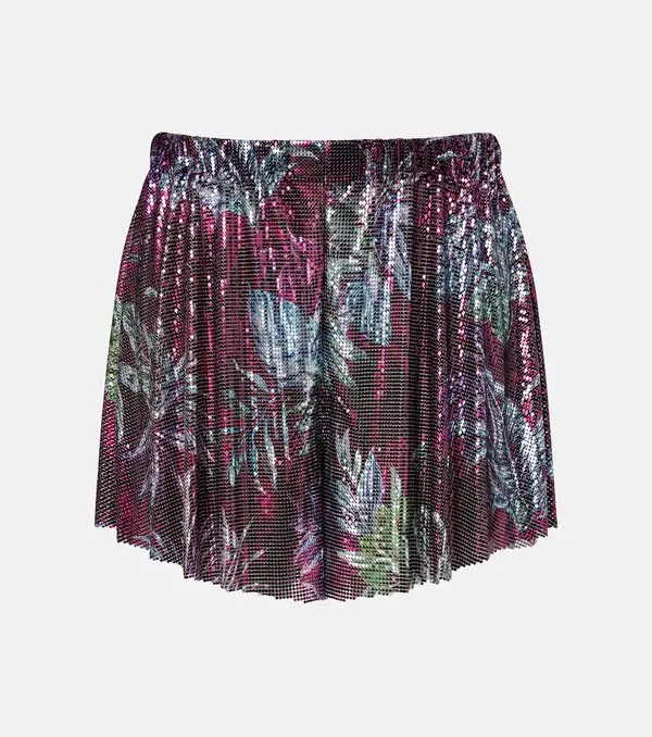 Rabanne Printed Chainmail Shorts - Purple