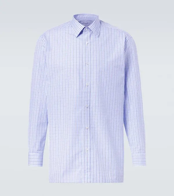 Charvet Checked Cotton Poplin Shirt - Blue