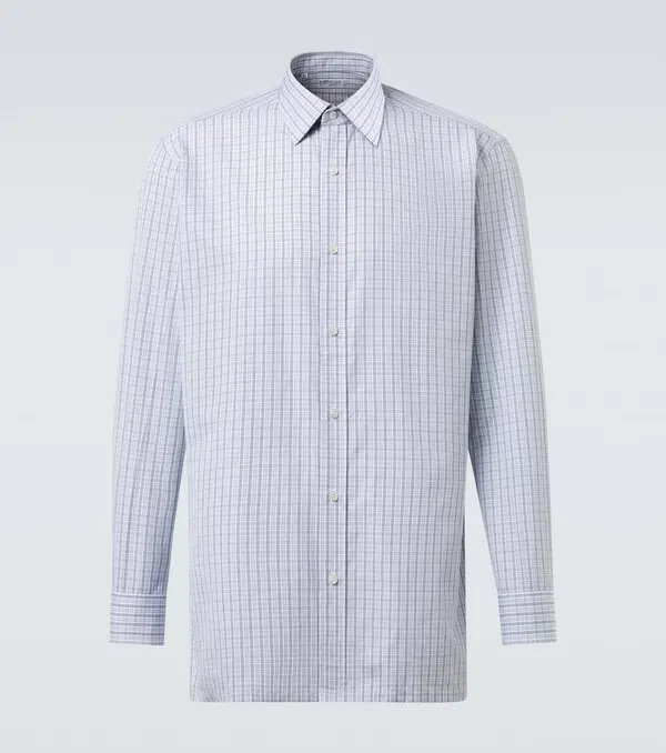 Charvet Checked Cotton Poplin Shirt - Blue