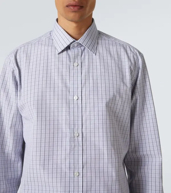 Charvet Checked Cotton Poplin Shirt - Blue